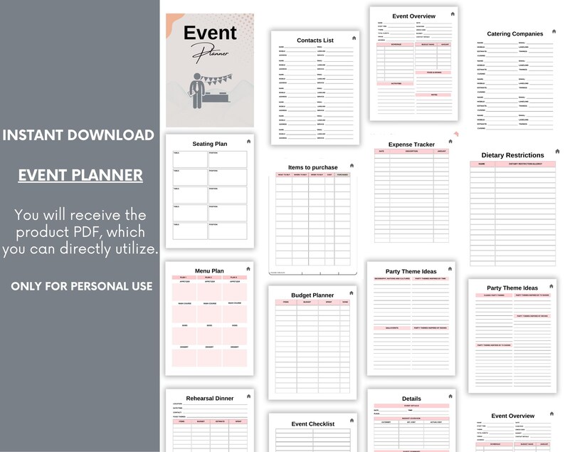 Event Planner Event Planning Checklist Guest List Tracker Budget ...