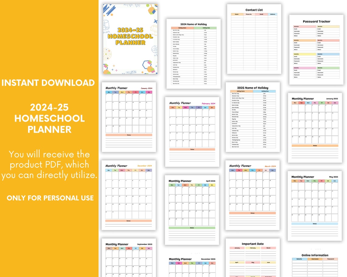 Printable Home School Planner Home School Teacher Academic Planner Home ...