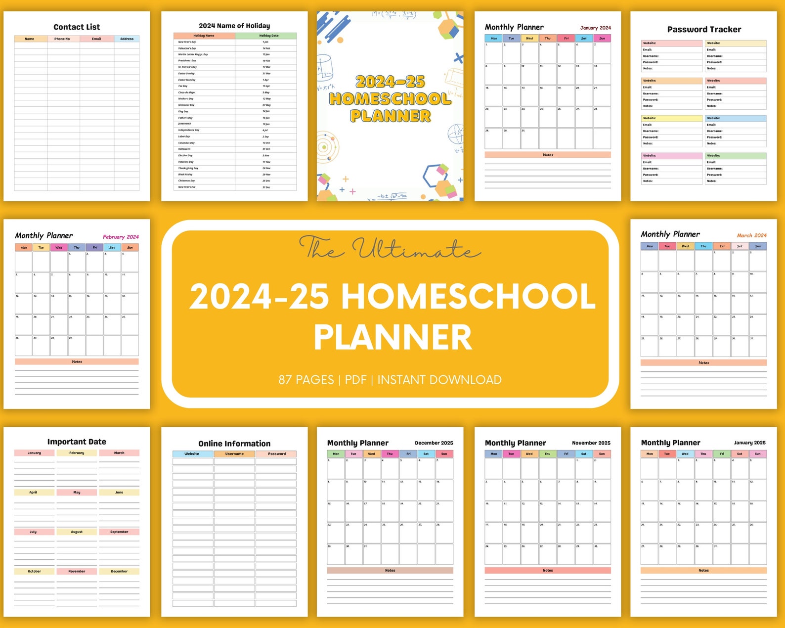 Printable Home School Planner Home School Teacher Academic Planner Home ...