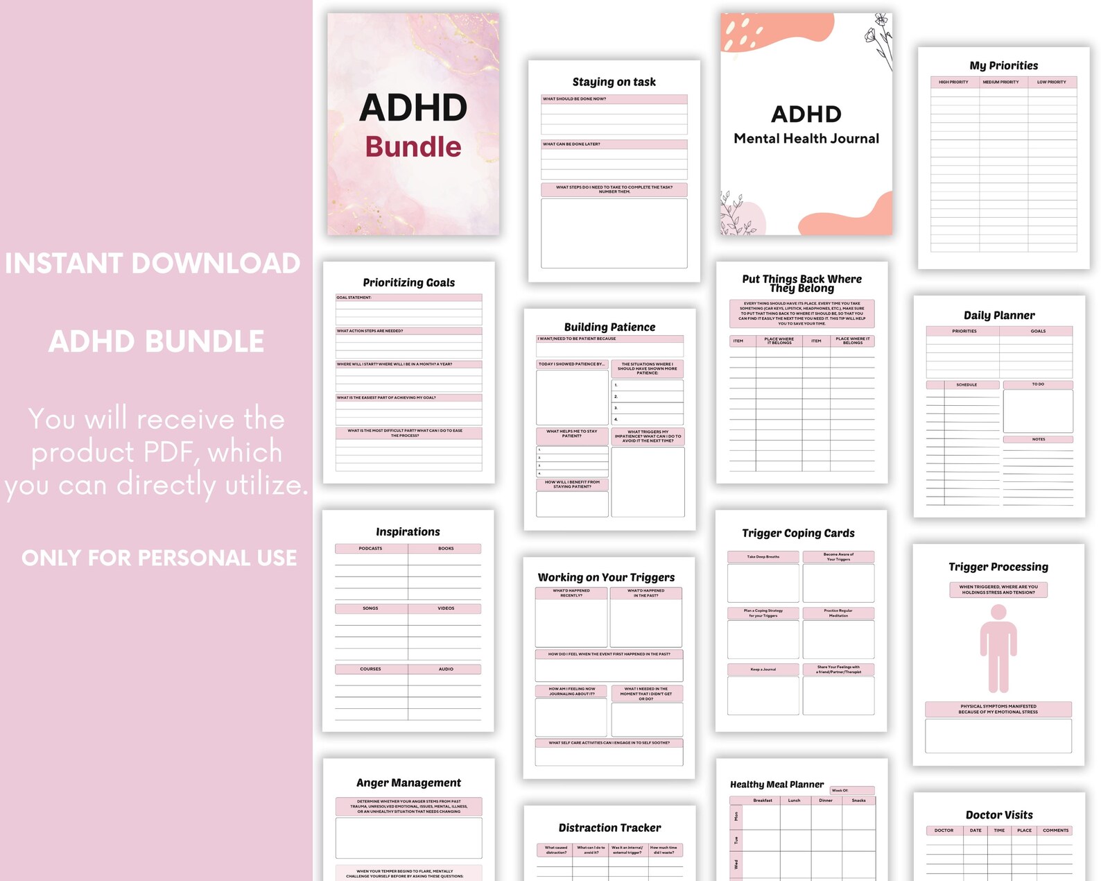 Mega ADHD Planner Template 2024 ADHD Planner for Work ADHD Organization ...