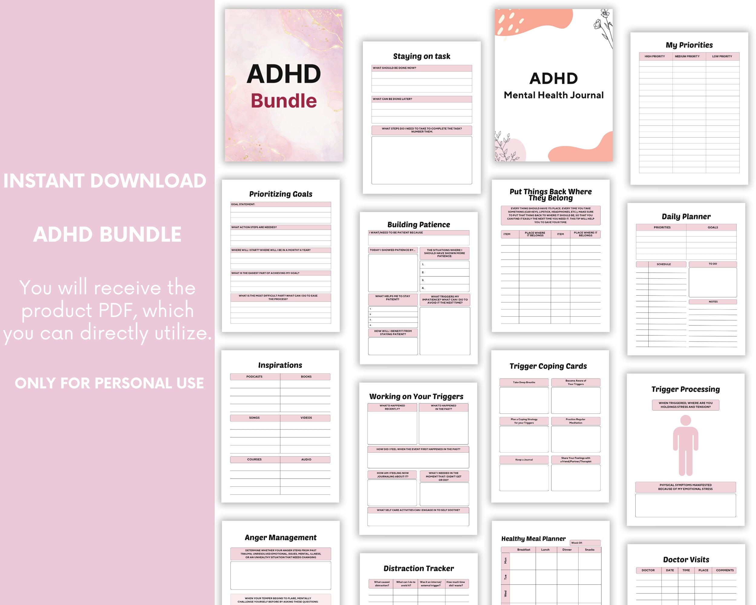 Mega ADHD Planner Template 2024 ADHD Planner for Work ADHD Organization ...