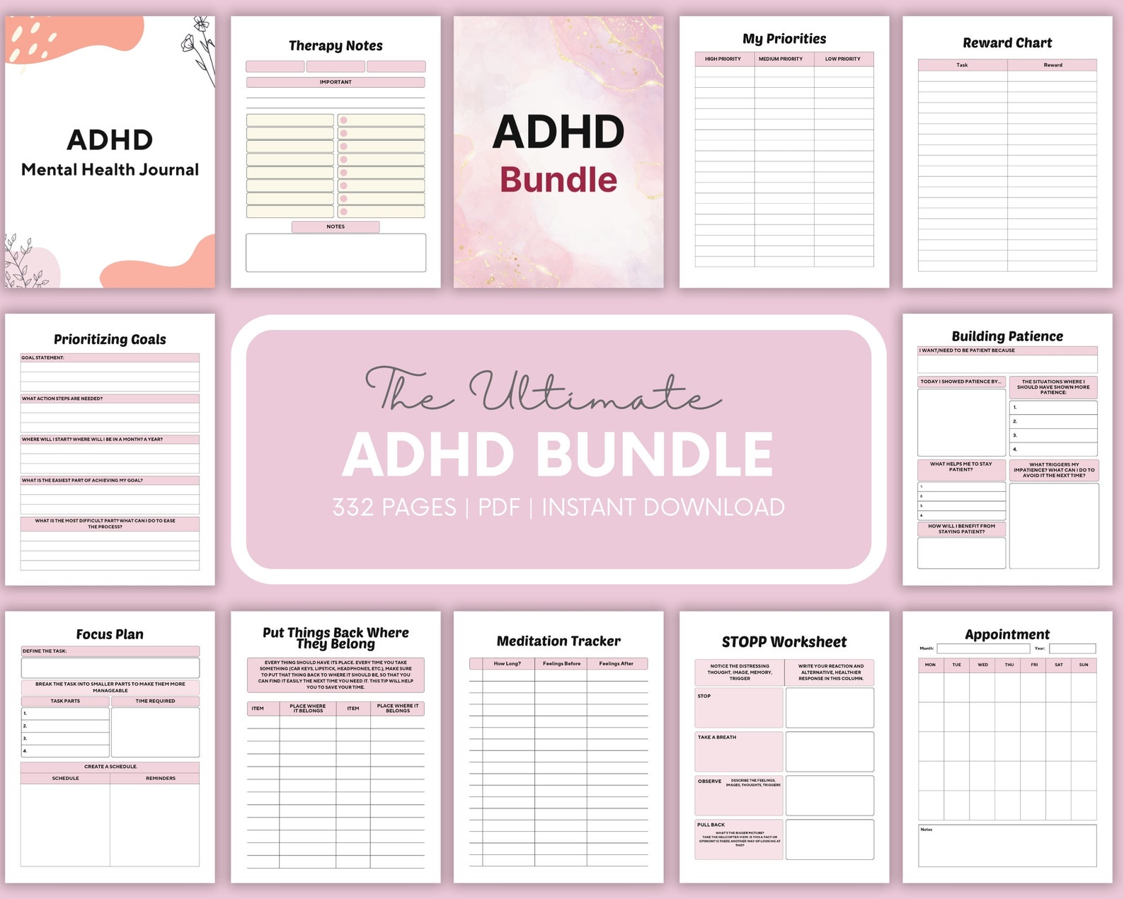 Mega ADHD Planner Template 2024 ADHD Planner for Work ADHD Organization ...
