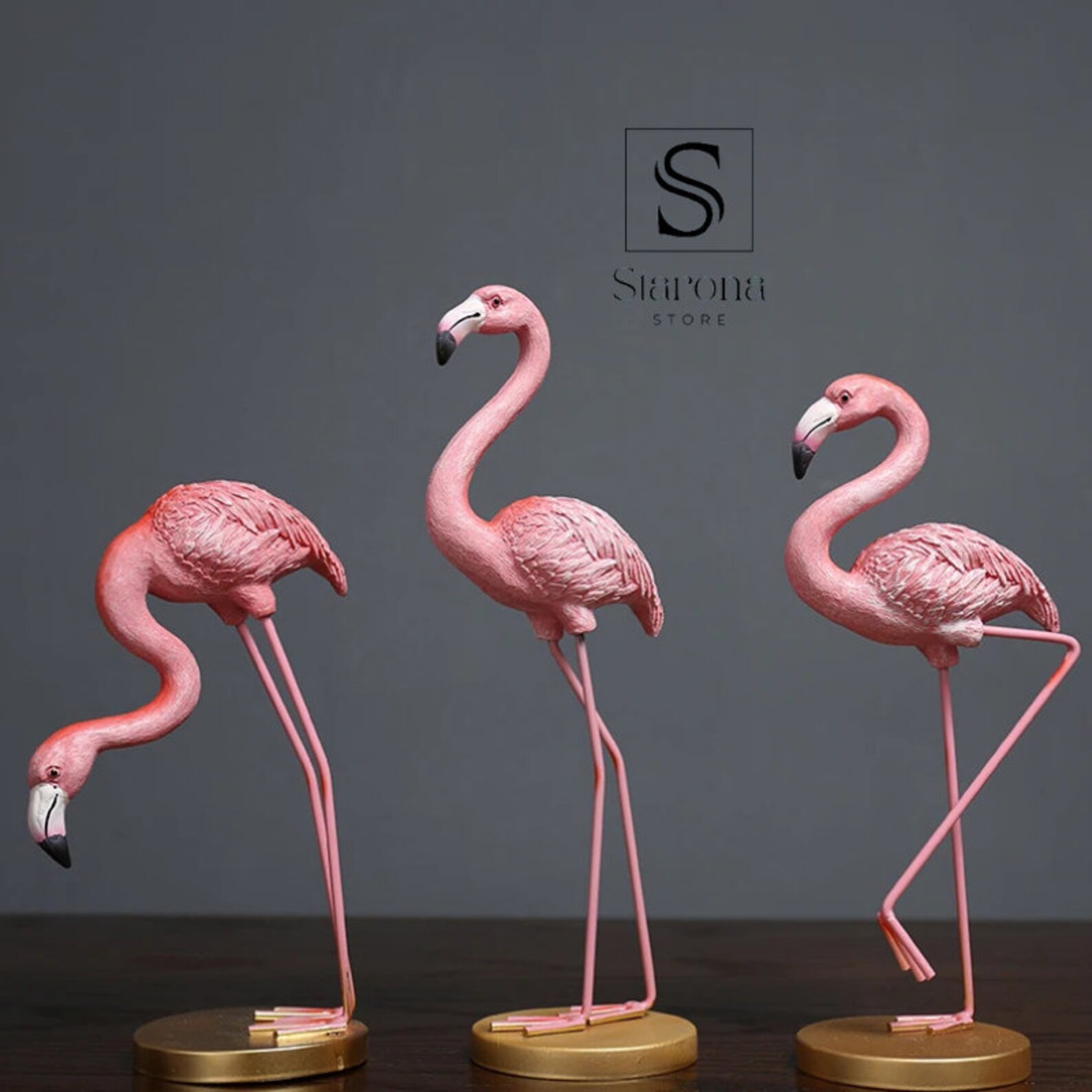 Flamingo Sculpture, Pink Flamingo Statue Animal Figurine, Home Decor ...