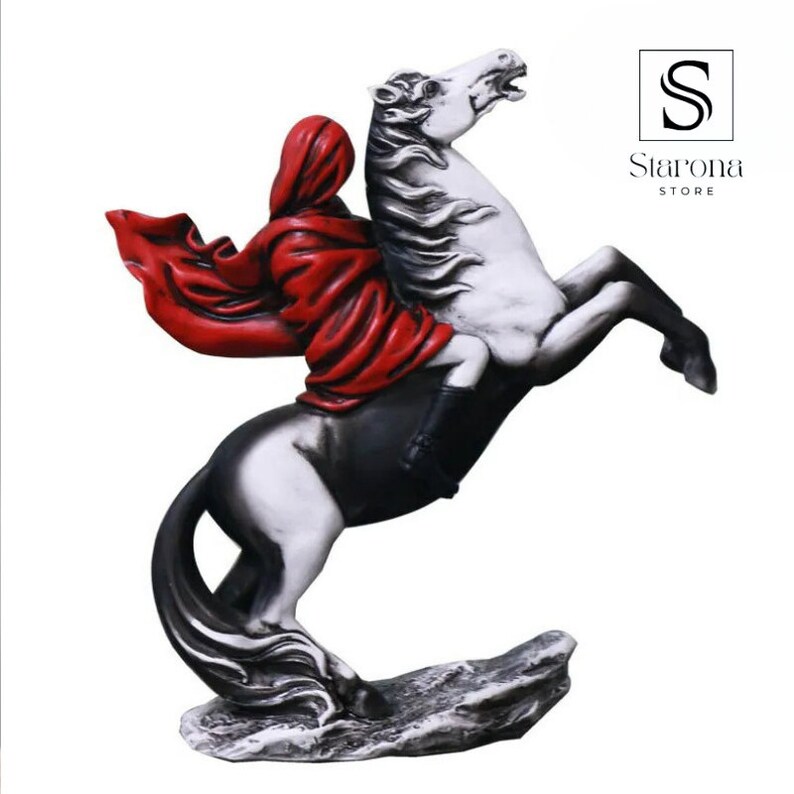 Banksy Artwork, Banksy Red Knight Statue Horse Figurine, Street Art ...