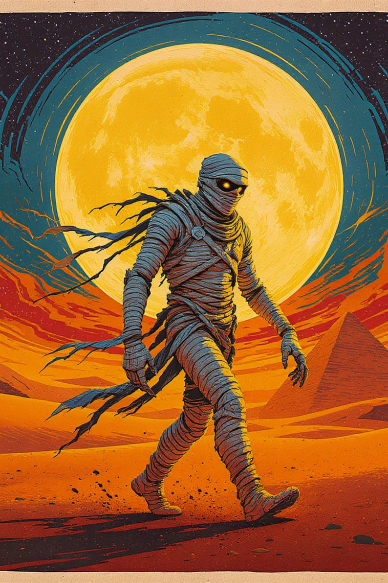Mummy Wall Art – Egyptian Horror Poster, Gothic Monster Print ...