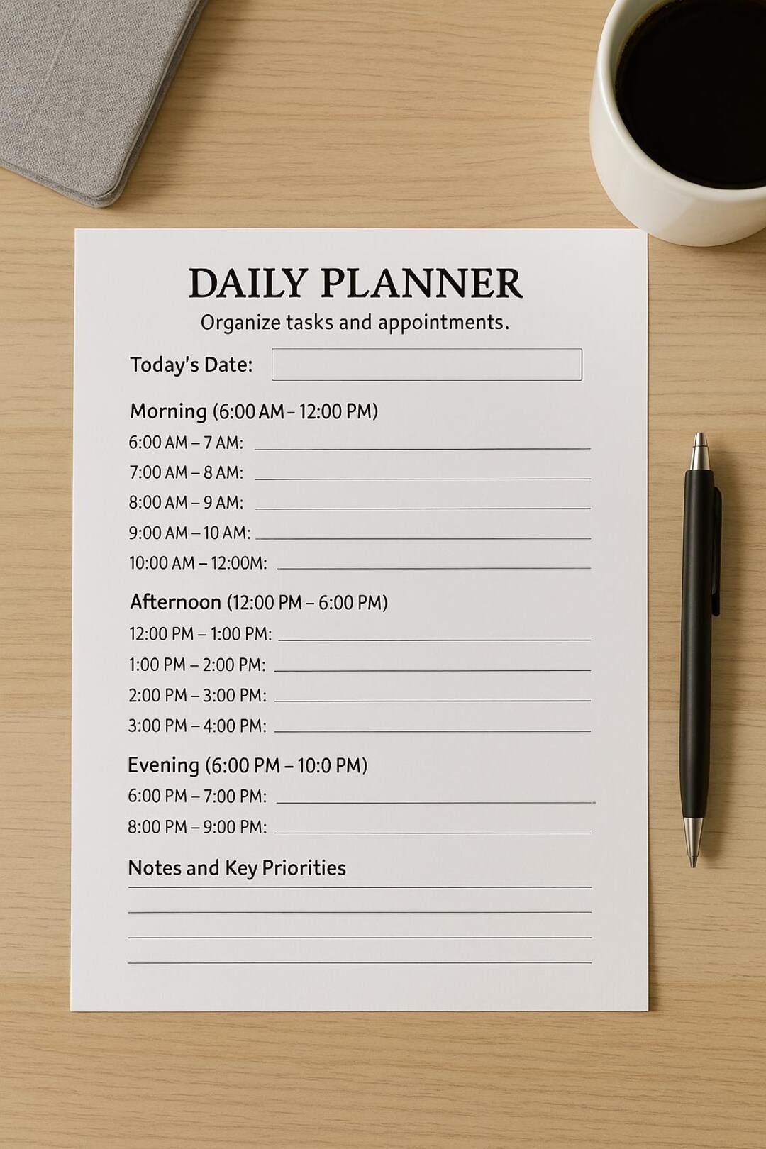Fillable Daily Planner Printable: 2-page PDF Schedule Template - Etsy