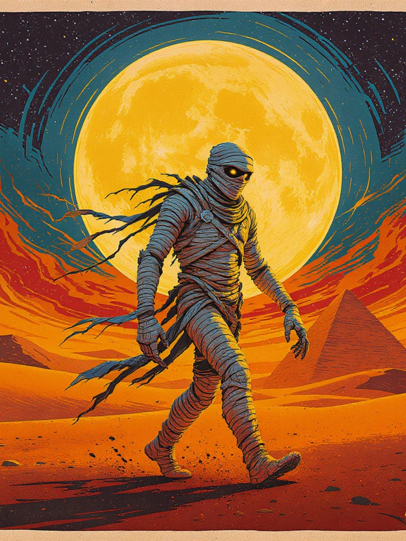 Mummy Wall Art – Egyptian Horror Poster, Gothic Monster Print ...