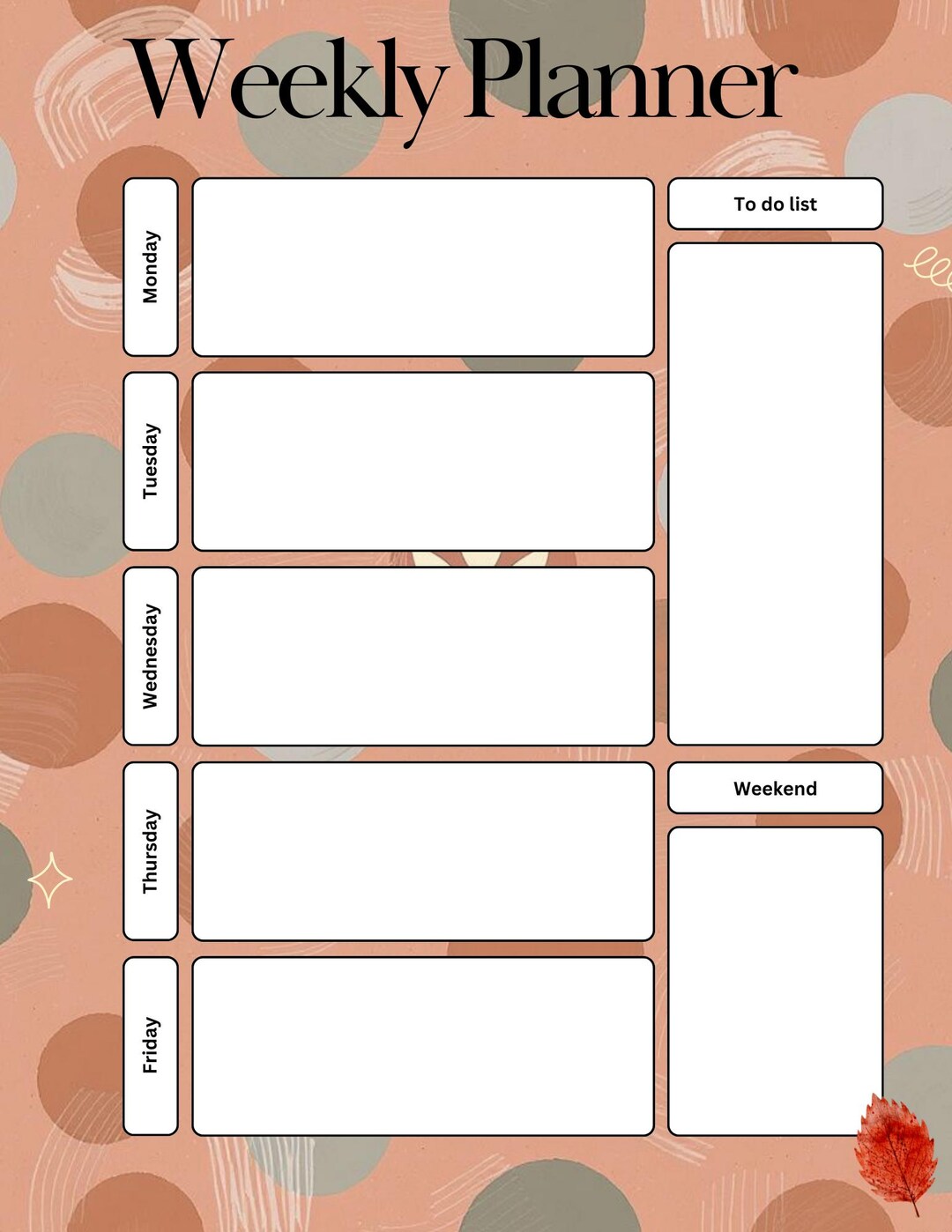 Polka Dot Weekly Planner Printable | Minimal Workweek Planner PDF | to ...
