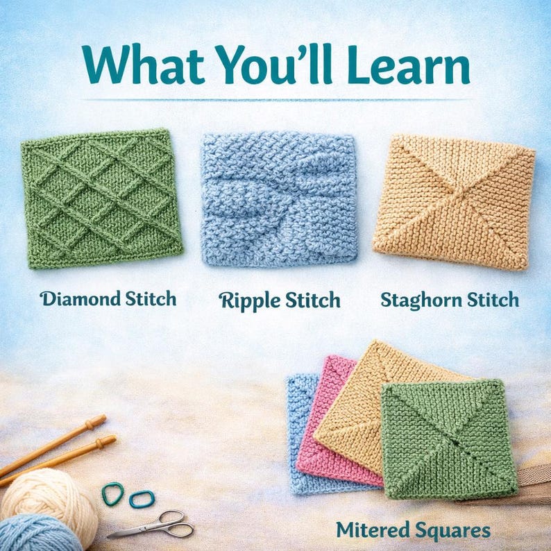 Beginner Knitting Kit: Learn to Knit Scarf Pattern, Stitch Guide ...