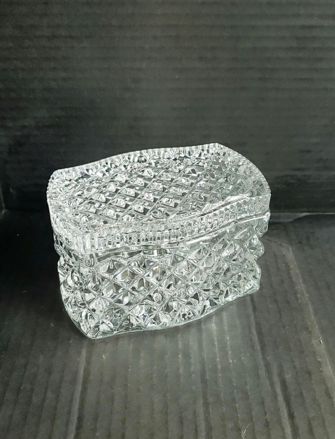 Vintage Lead Crystal Trinket Box With Lid 3"x4.5". - Etsy