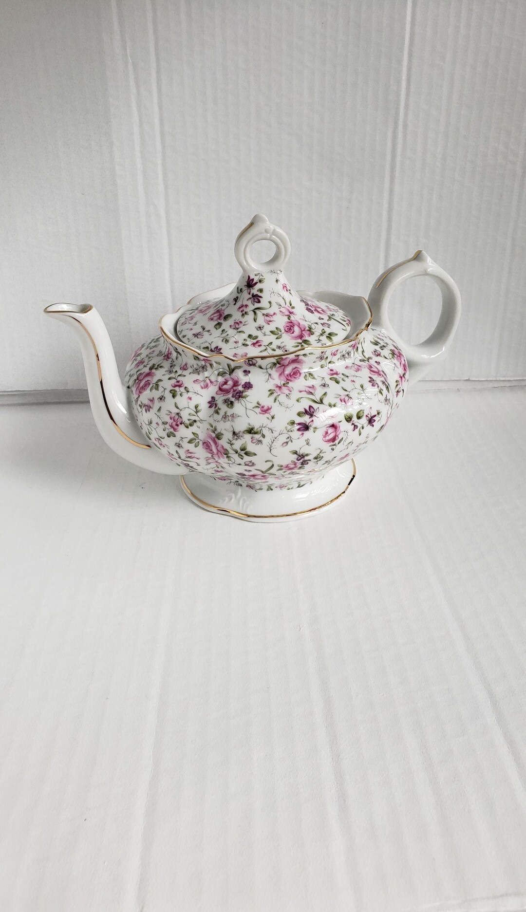 Vintage Lefton Rose Violet Chintz Musical Teapot With Lid No. 7238 ...