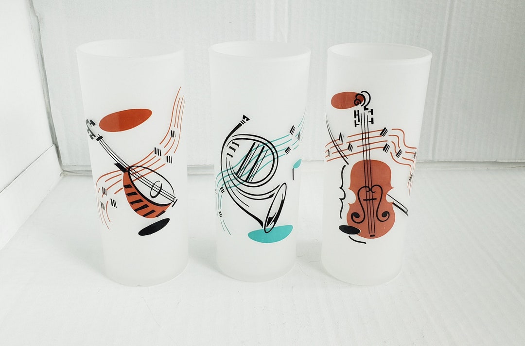 Rare Vintage Frosted Tom Collins Glasses Set of 3 - Etsy