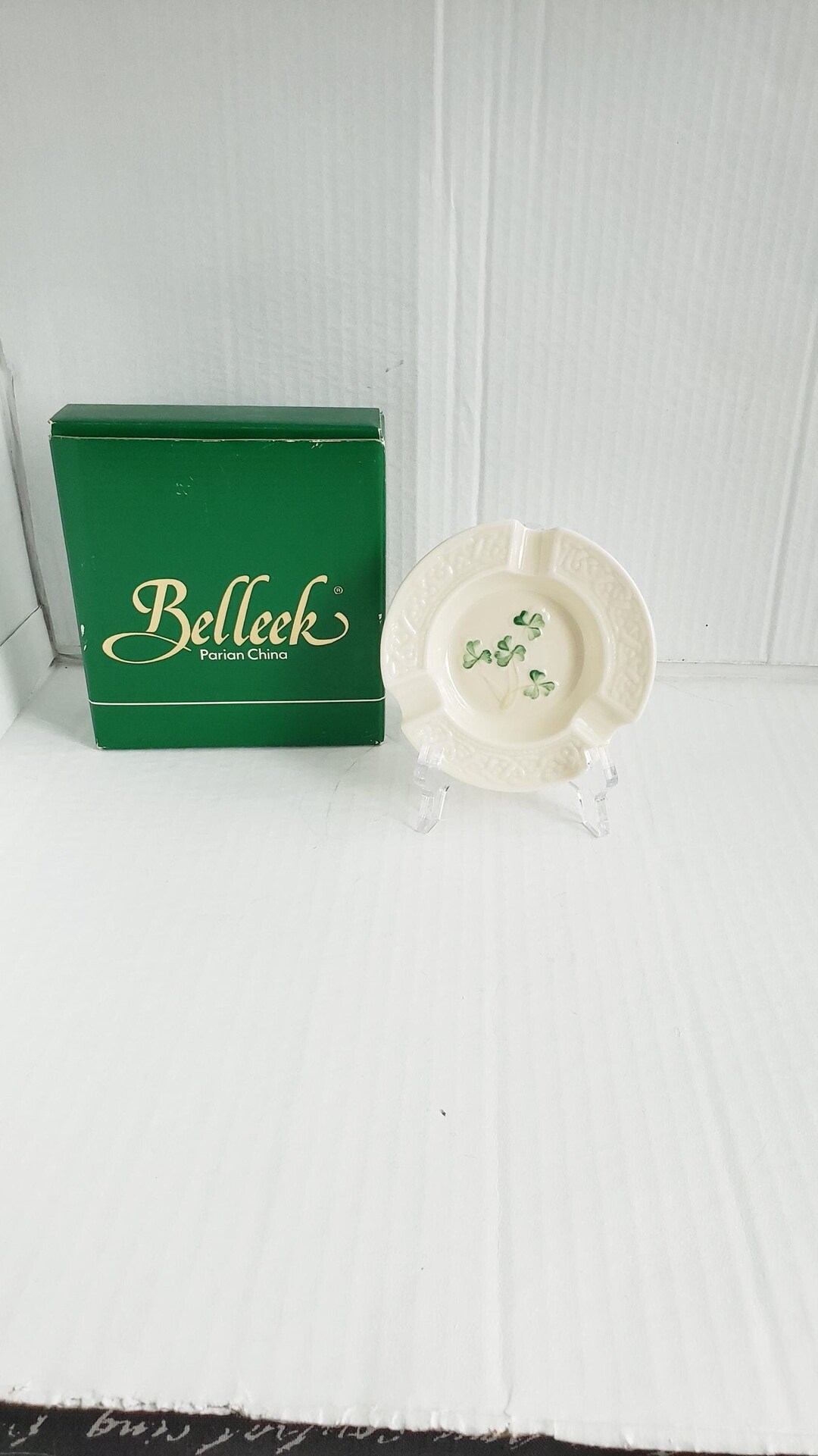 Vintage Belleek Shamrock Pattern 7th Makers Mark 4" Ashtray. Circa 1980 ...