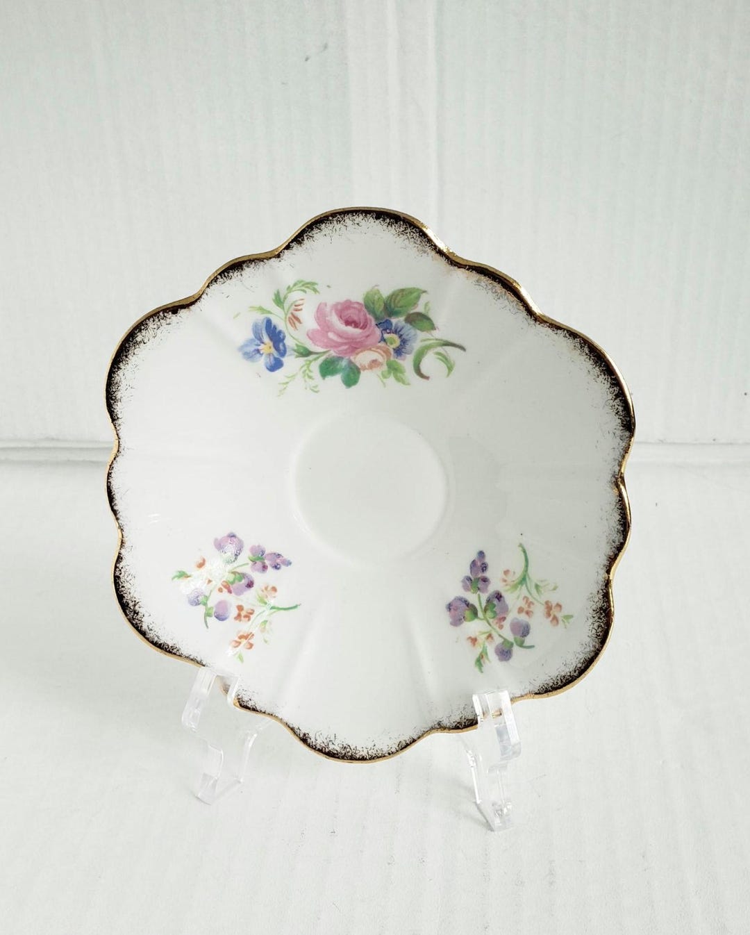 Vintage Royal Stuart Spencer Stevenson 5" Floral Saucer. Discontinued ...