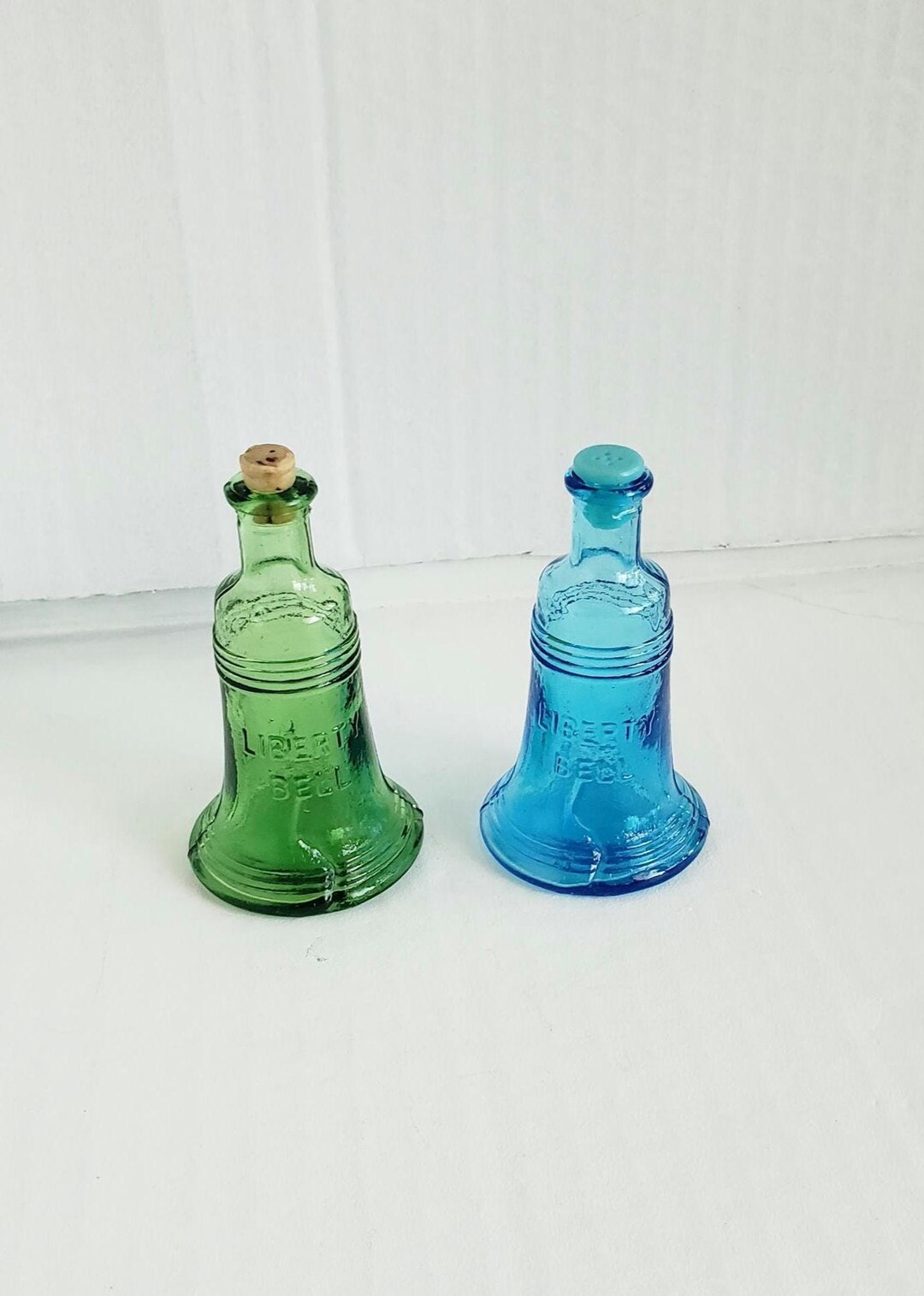 Vintage 3" Liberty Bell Glass Bottles. Set of 2. Taiwan Imprint ...