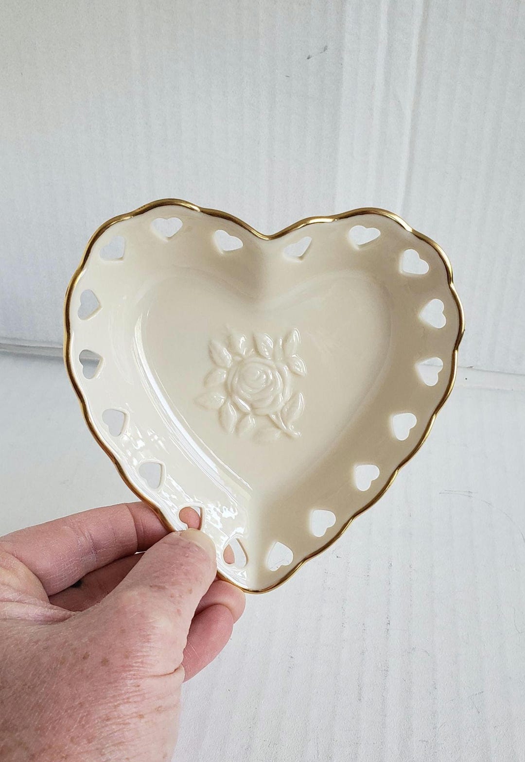 Vintage Lenox Heart Collection 5" Heart Shaped Dish. 24k Gold Trimmed ...