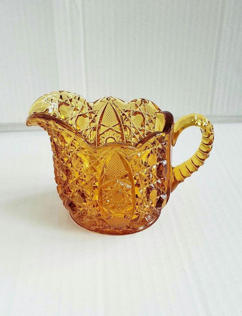 Vintage Kemple Glass Stars and Cane Pattern 3.5" Open Creamer Dish ...