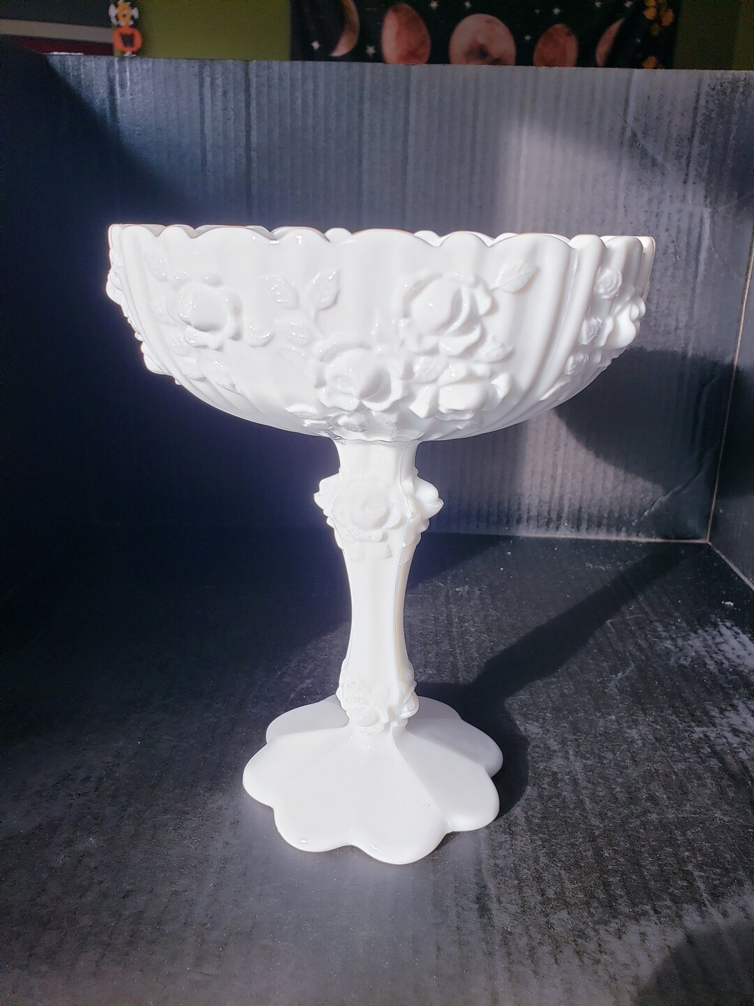 Fenton Cabbage Compote Pedestal Dish - Etsy