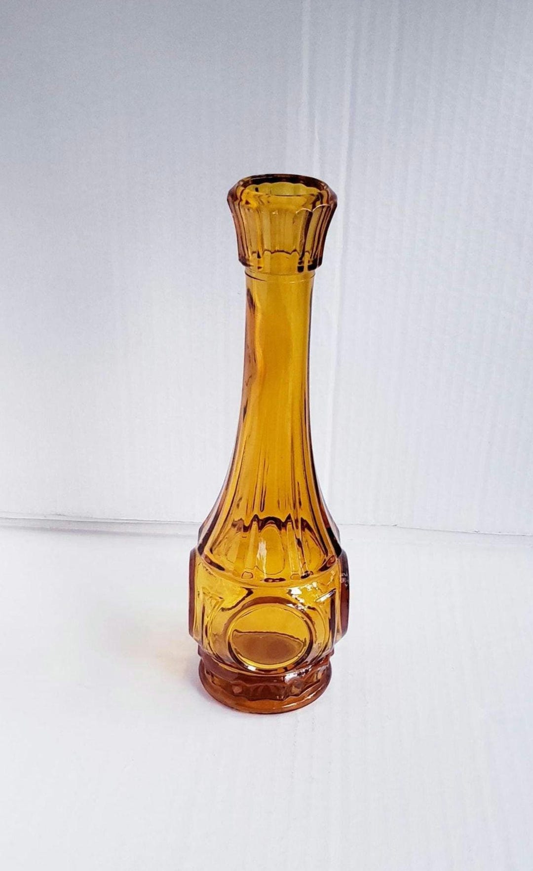 Vintage Wheaton Bullseye Amber 9" Bud Vase. Discontinued Pattern. Circa ...