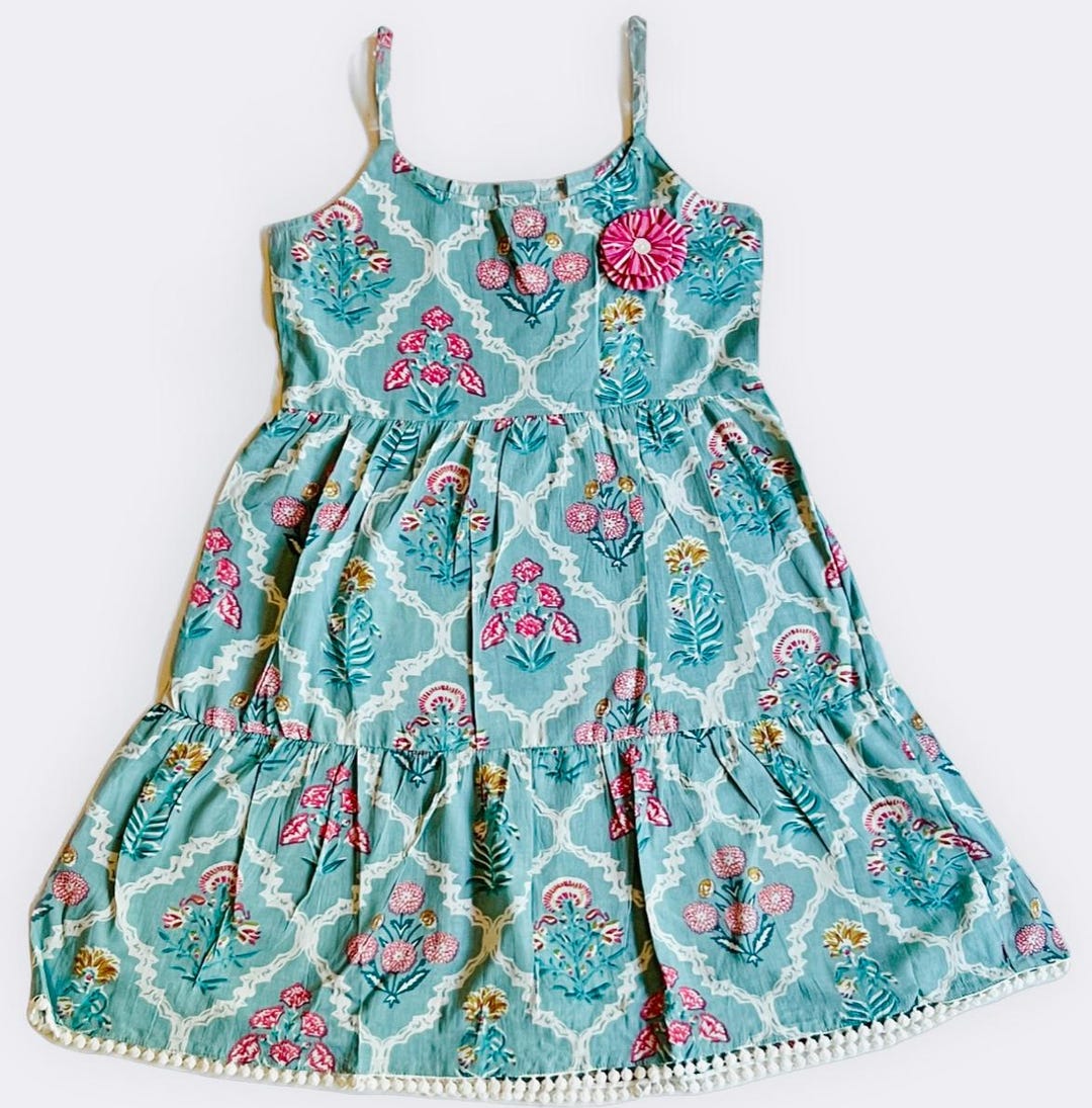 Girls 'sundari' Handblock Printed Cotton Dress - Etsy