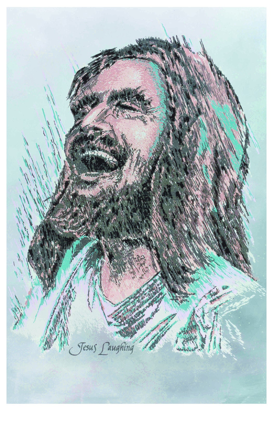 Jesus Laughing Picture Post Cards Set of 12 Joyful Original Christian ...