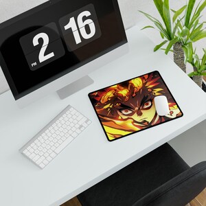 Rengoku Flame Hashira Desk Mat Fiery Demon Slayer Anime Mouse Pad for ...