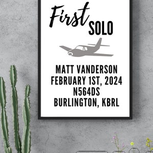 Custom First Solo Flight Student Pilot Digital Download Private Pilot ...