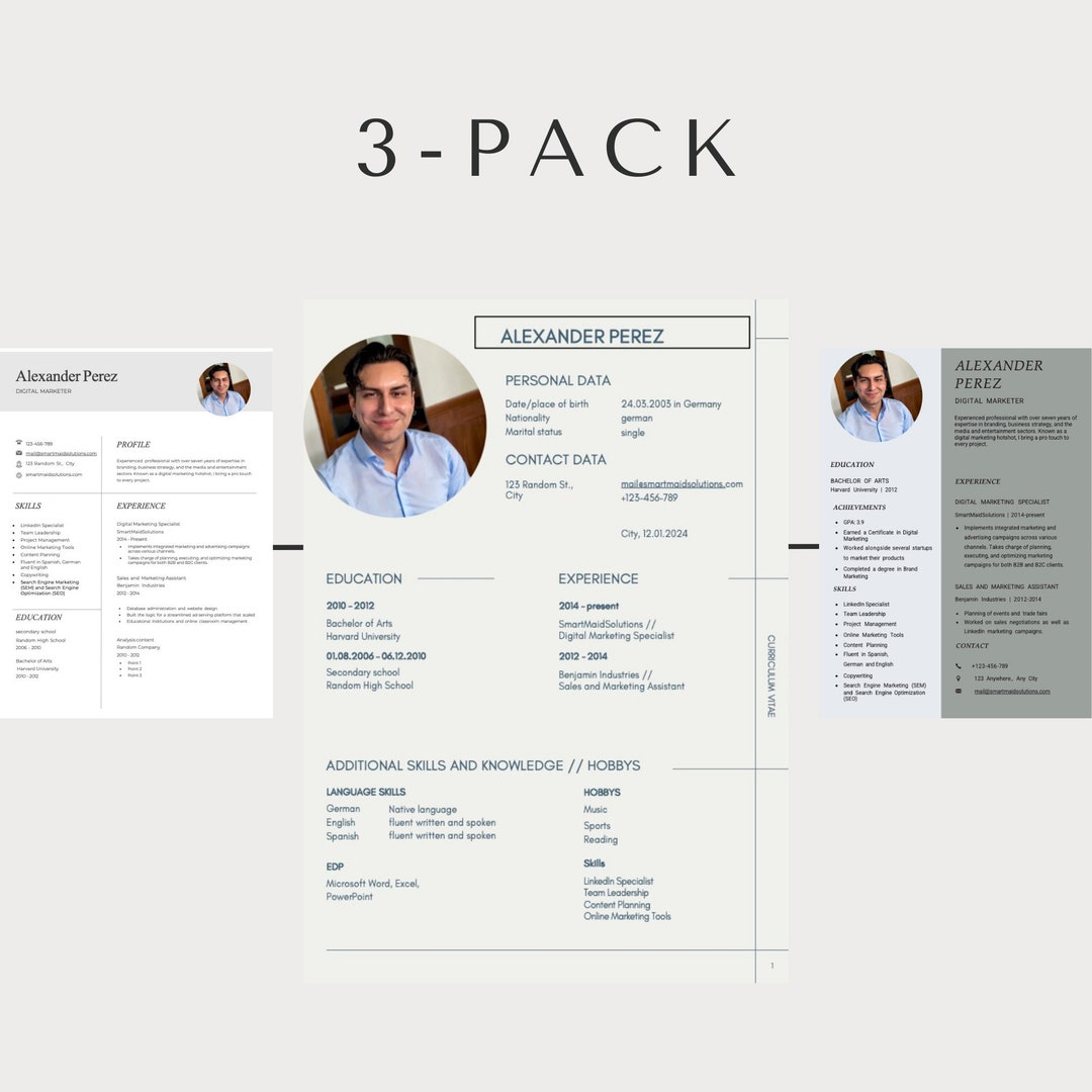 Professional CV Templates / 3x Curriculum Vitae Designs / Powerpoint CV ...