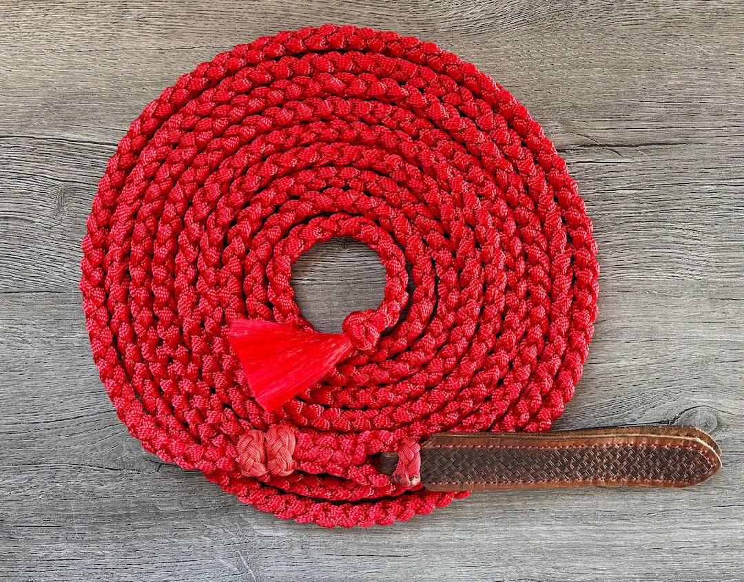 Mule Tape Mecate Rein for Hackamore- Color Red - Does NOT Include ...