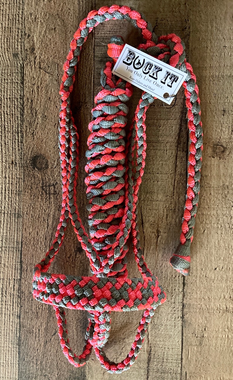 Mule Tape Halter W/ Lead - Pink and Grey - Fits Small to Average Size ...