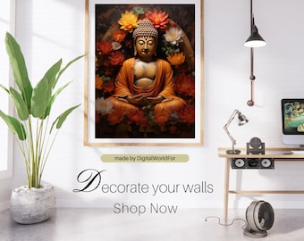 Buddha Wall Art, Boho Decor, Modern Boho Wall Art Prints, Buddha, Wall ...