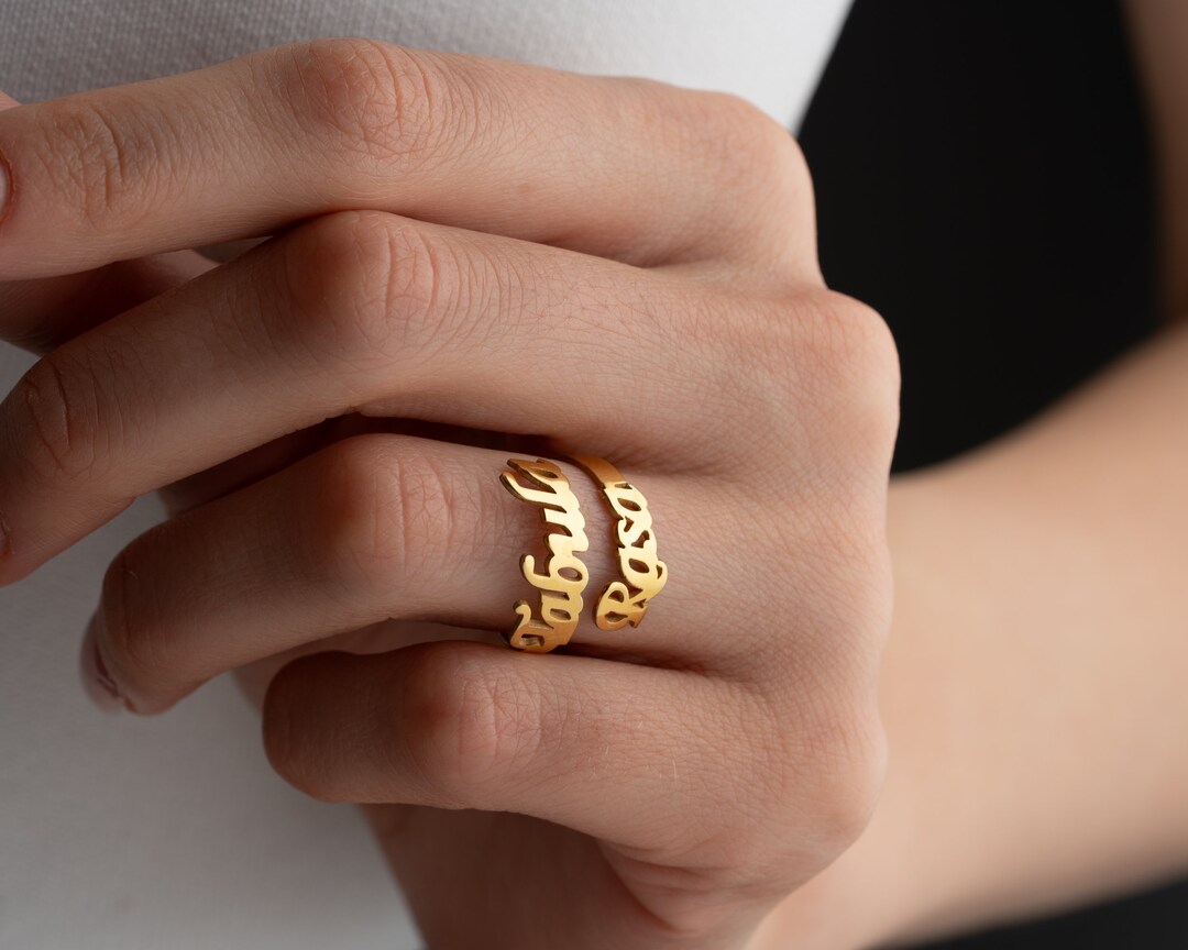 Personalized Multiple Name Ring, Custom Double Name Ring, Family Name ...