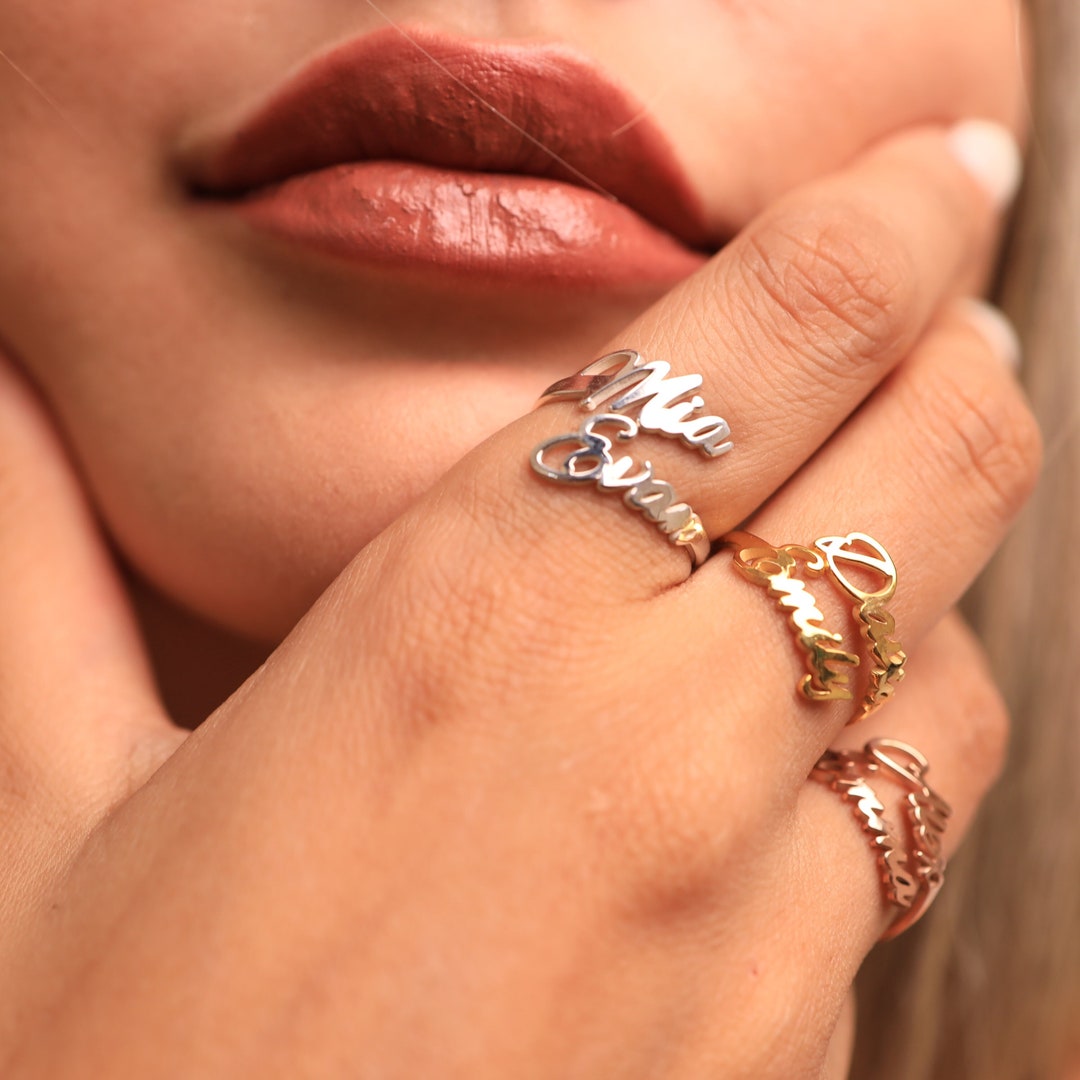 Personalized Multiple Name Ring, Custom Double Name Ring, Triple Name Ring, Family Name Ring ...