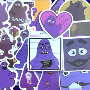 Grimace Inspired Stickers Set of 10/15/20 Random Funky, Purple Shake ...
