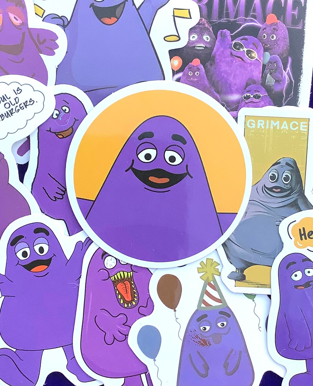 Grimace Inspired Stickers Set of 10/15/20 Random Funky, Purple Shake ...