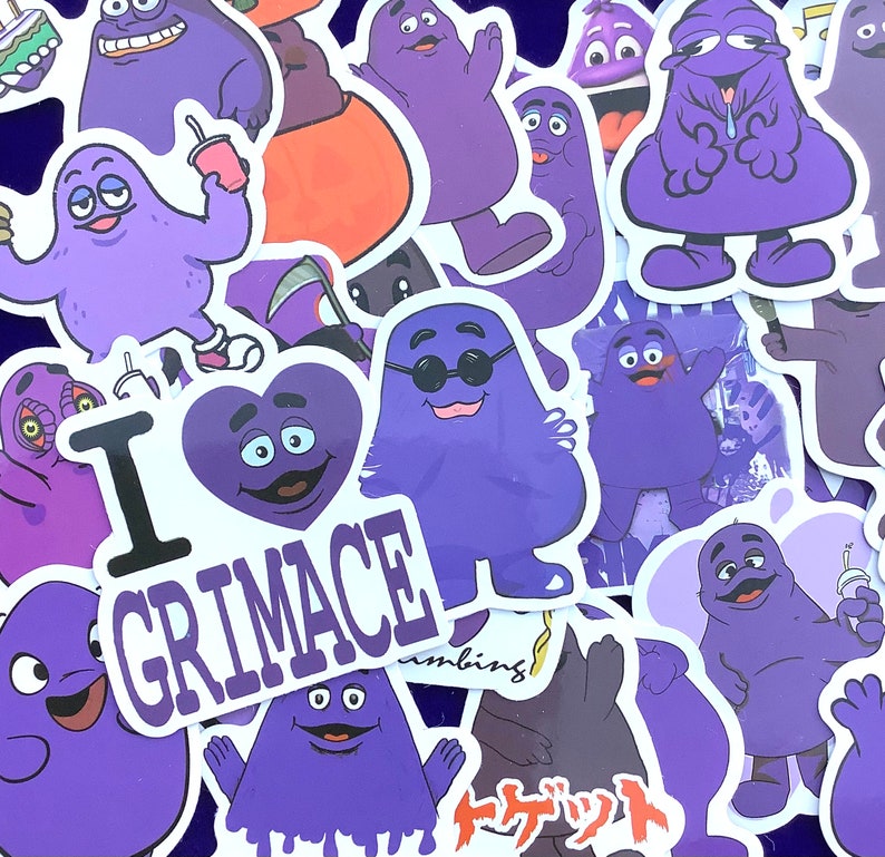 Grimace Inspired Stickers Set of 10/15/20 Random Funky, Purple Shake ...