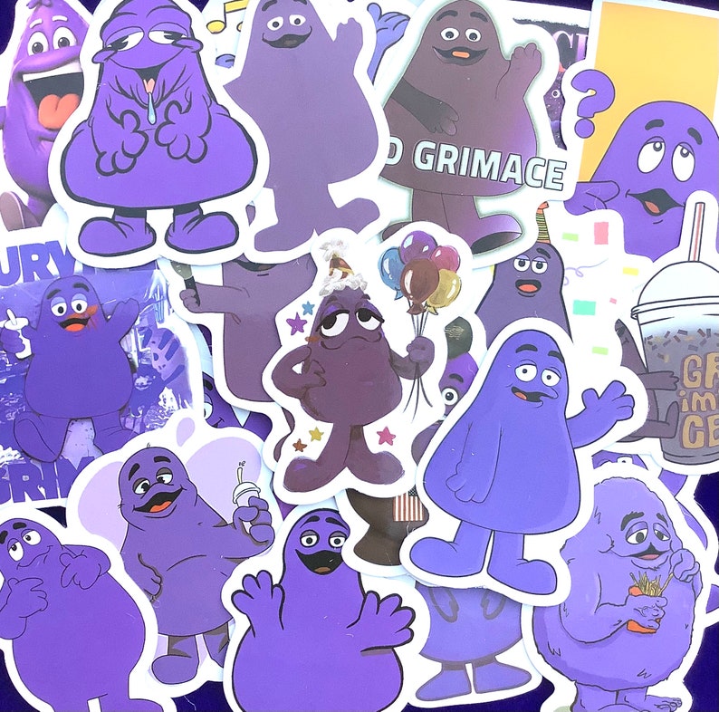 Grimace Inspired Stickers Set of 10/15/20 Random Funky, Purple Shake ...