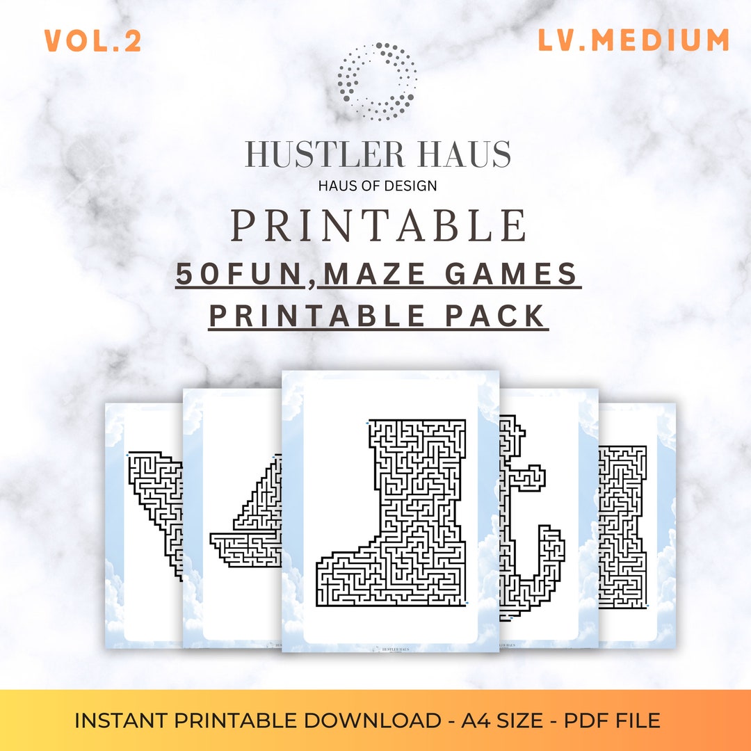 Mazes Mania Vol2 - 50 Printable Puzzles for Brain Exercise LV Medium - Etsy