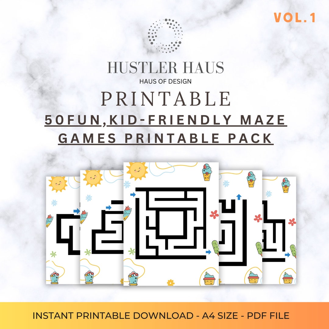 Maze Mania Kid Vol1 : 50 Kid-friendly Maze Games, Printable Pack , Fun ...