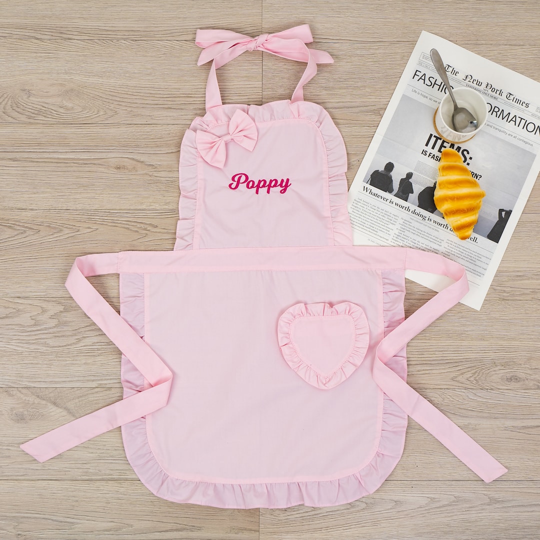 Personalized Apron for Kids, Pink Waterproof and Oil-proof Apron With ...
