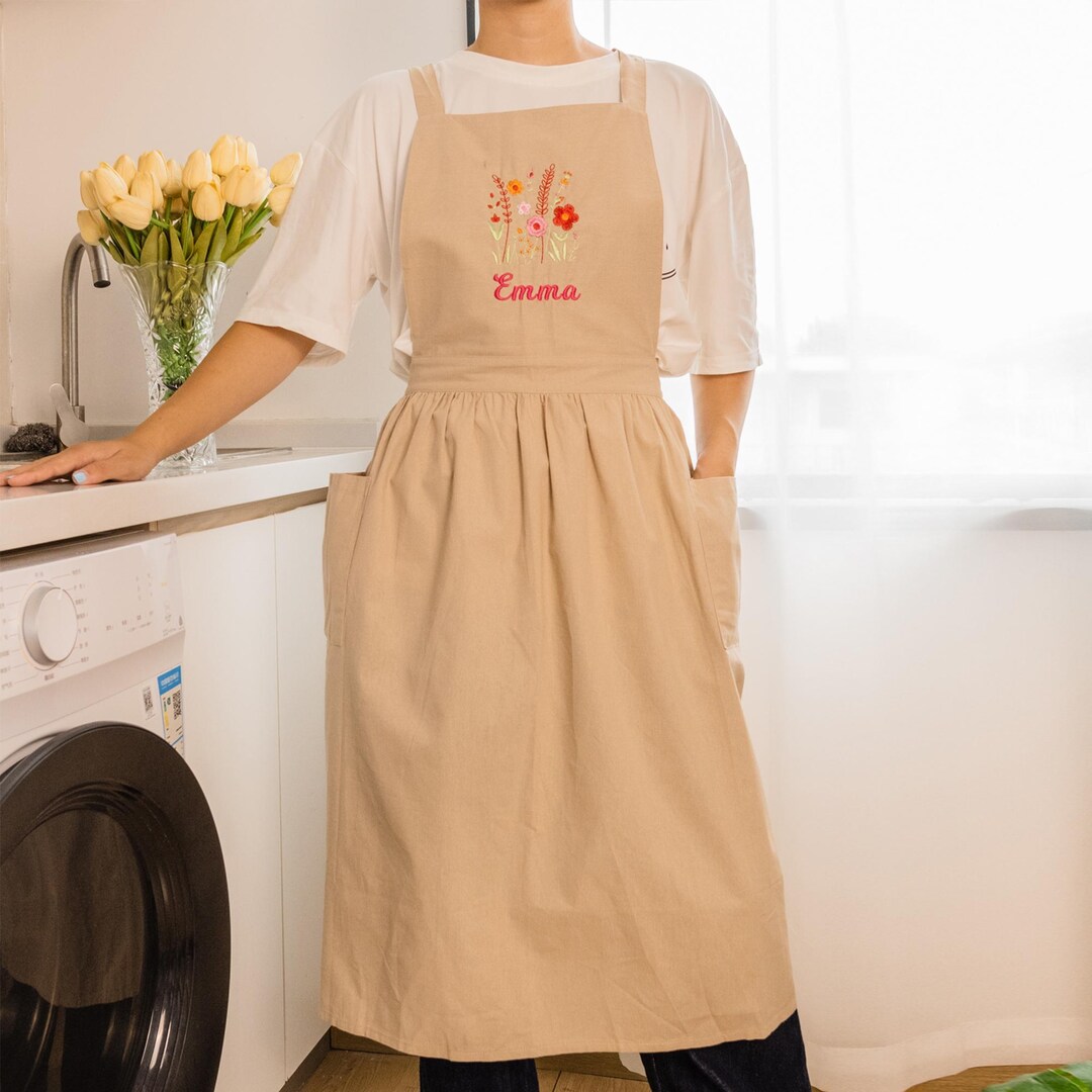 Personalized Floral Apron, Pretty Women's Cooking Apron, Gardening ...