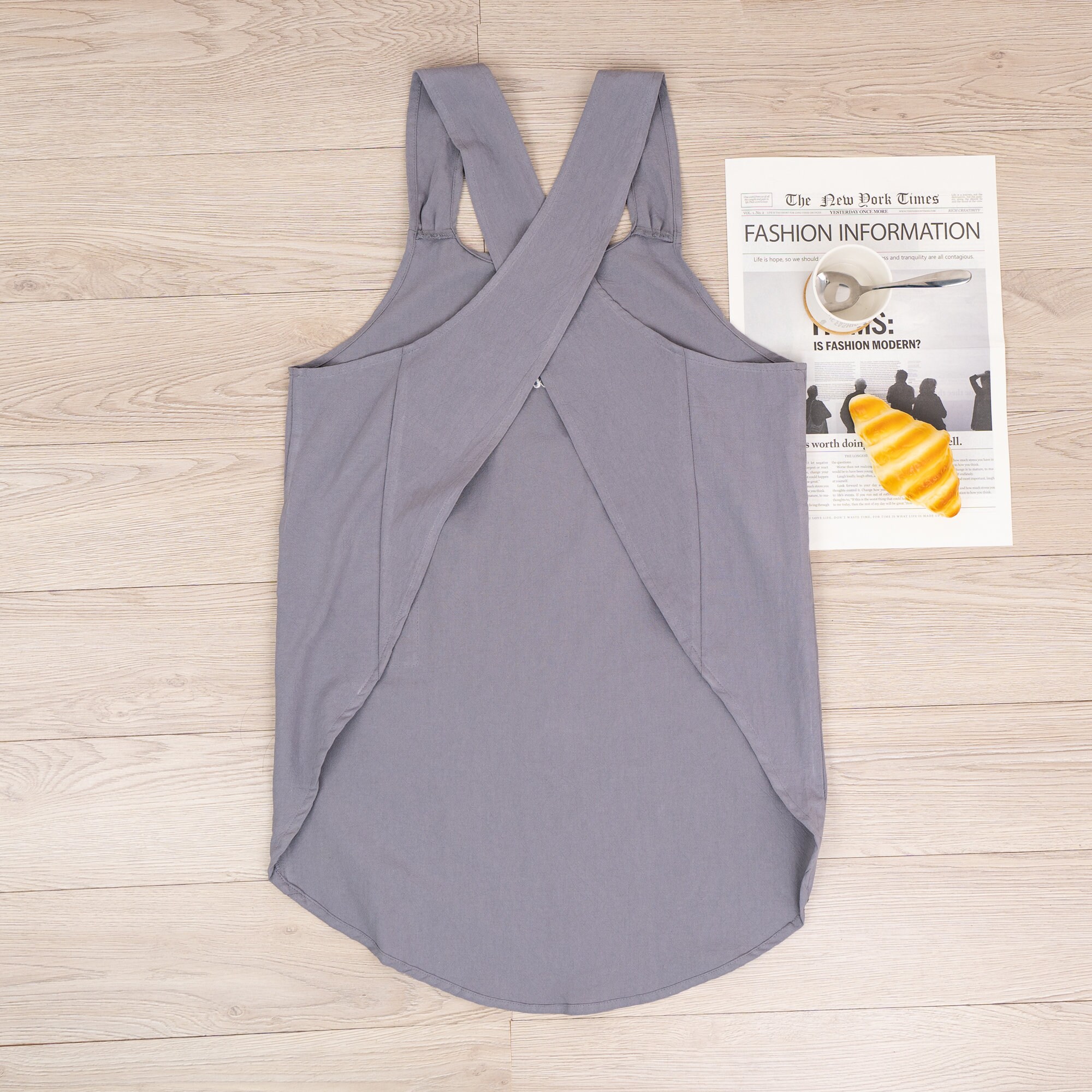 Personalized Cross Back Apron, Women Linen Smock Apron With Pockets ...