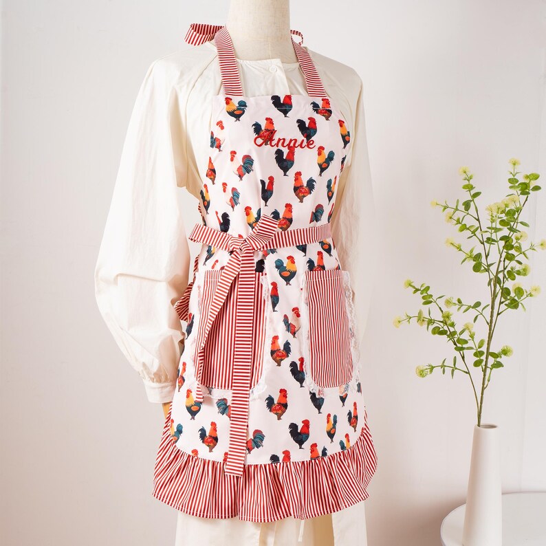 Personalized Rooster Apron, Ruffled Farm Apron, Hostess Gift - Etsy