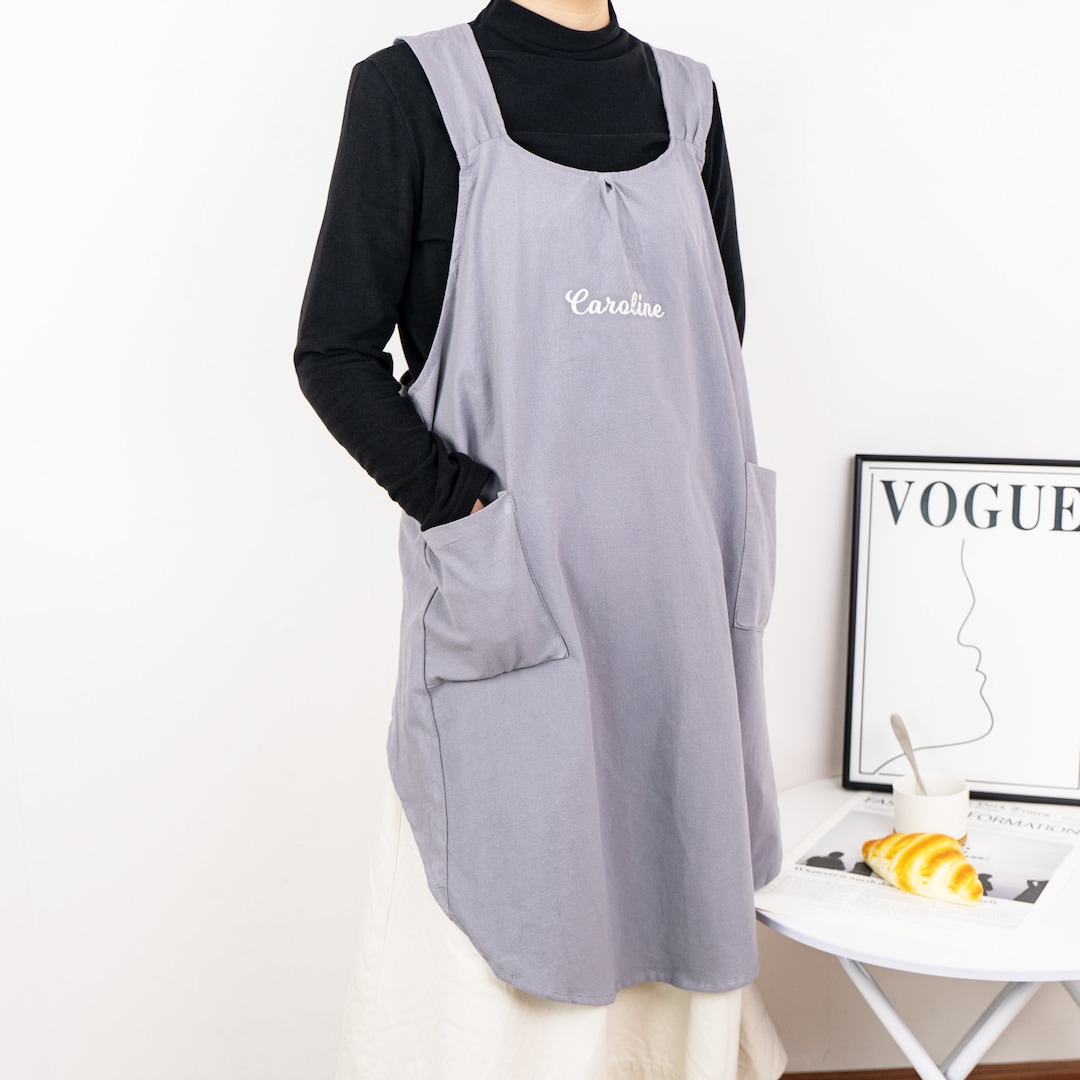 Personalized Cotton Cross Back Apron, Women's Smock With Pockets - Etsy