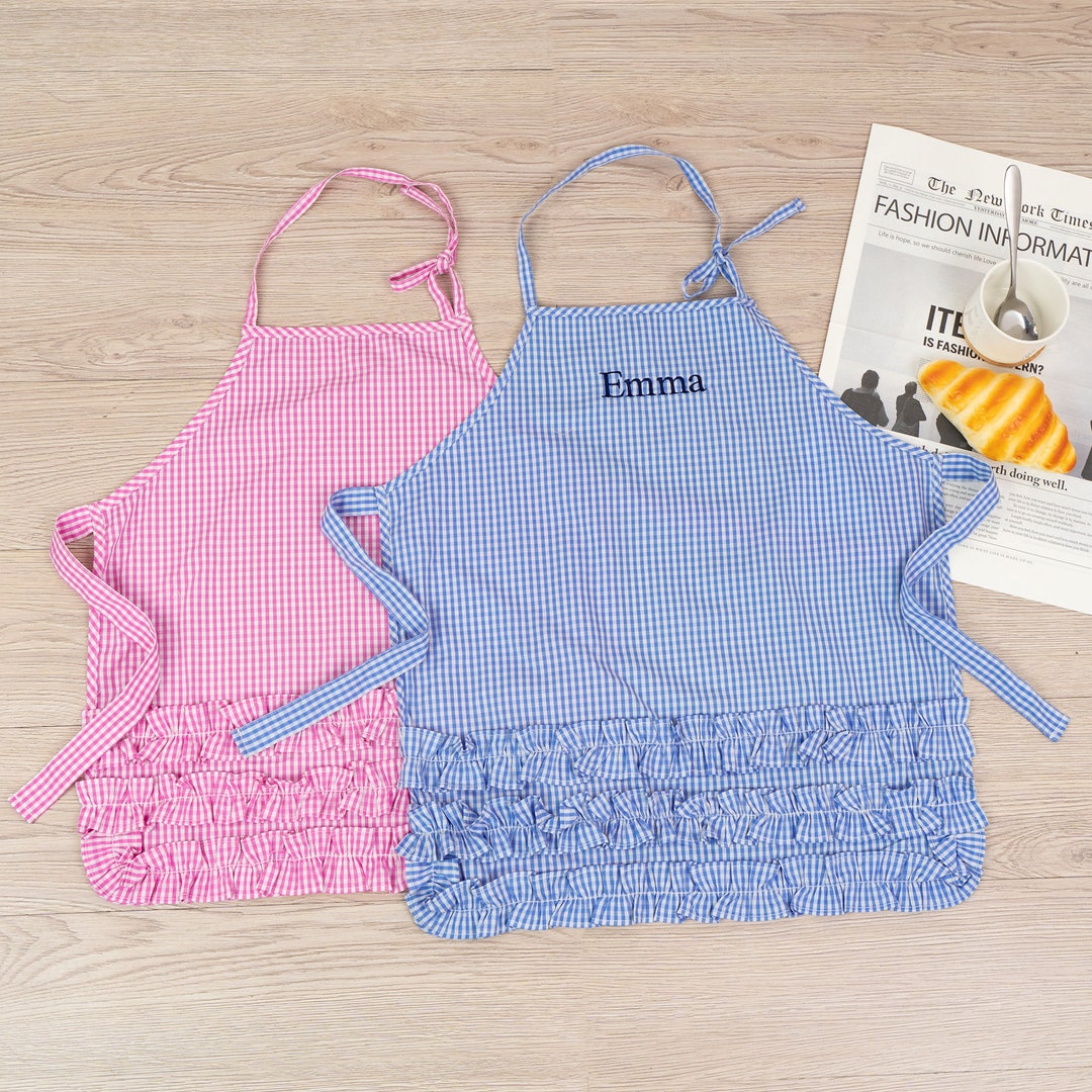 Personalized Pink Aprons for Kids, Girls Aprons With Name Baby Cute ...