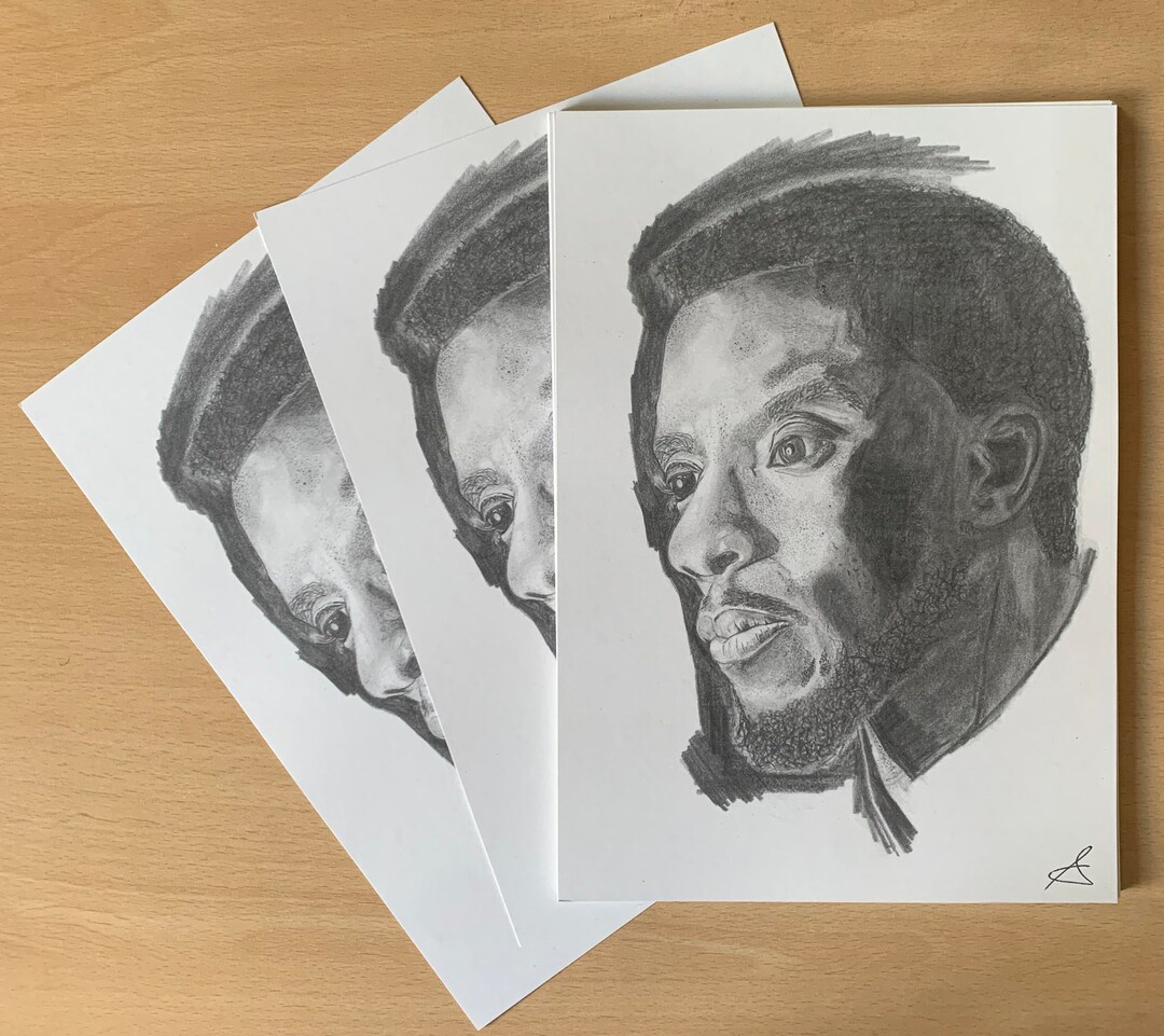Chadwick Boseman Pencil Drawing Print A4 - Etsy