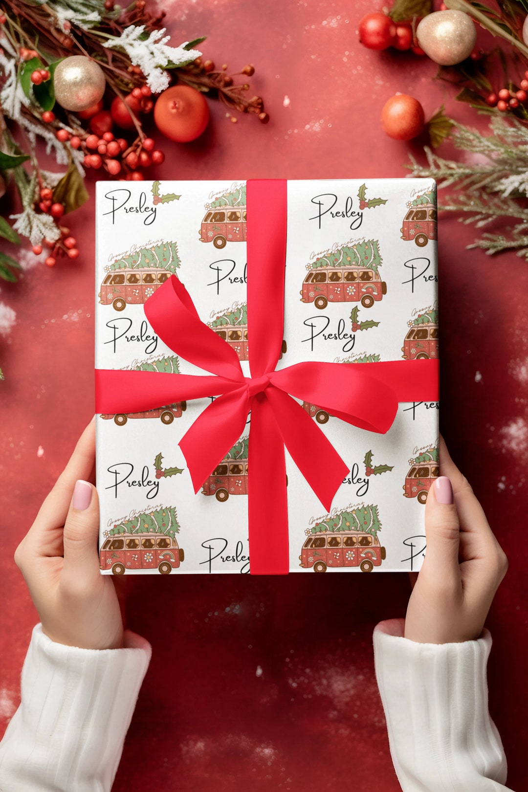 VW Bus Personalized Wrapping Paper Gift Wrap for Christmas Bus - Etsy