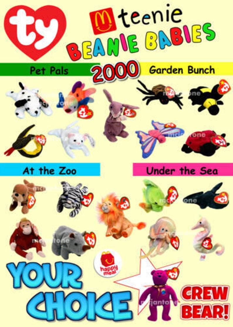 2000 Mcdonald's Happy Meal Ty Teenie Beanies - Etsy