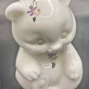 Vintage Fenton Art Glass Seated Bear, Lilacs on Milk Glass, 5151 PJ - Etsy