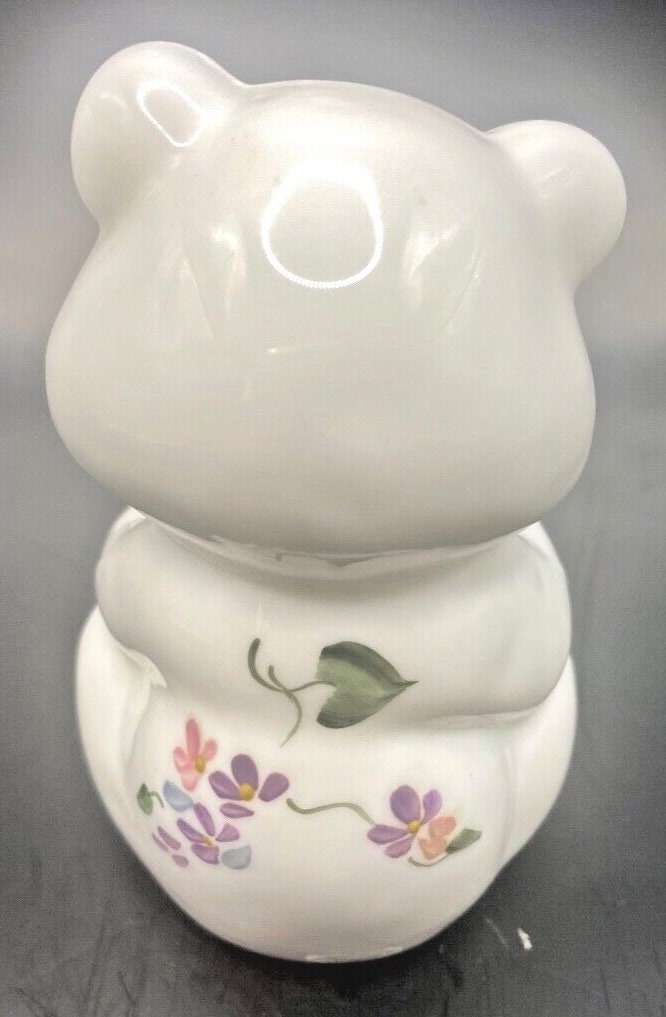 Vintage Fenton Art Glass Seated Bear, Lilacs on Milk Glass, 5151 PJ - Etsy